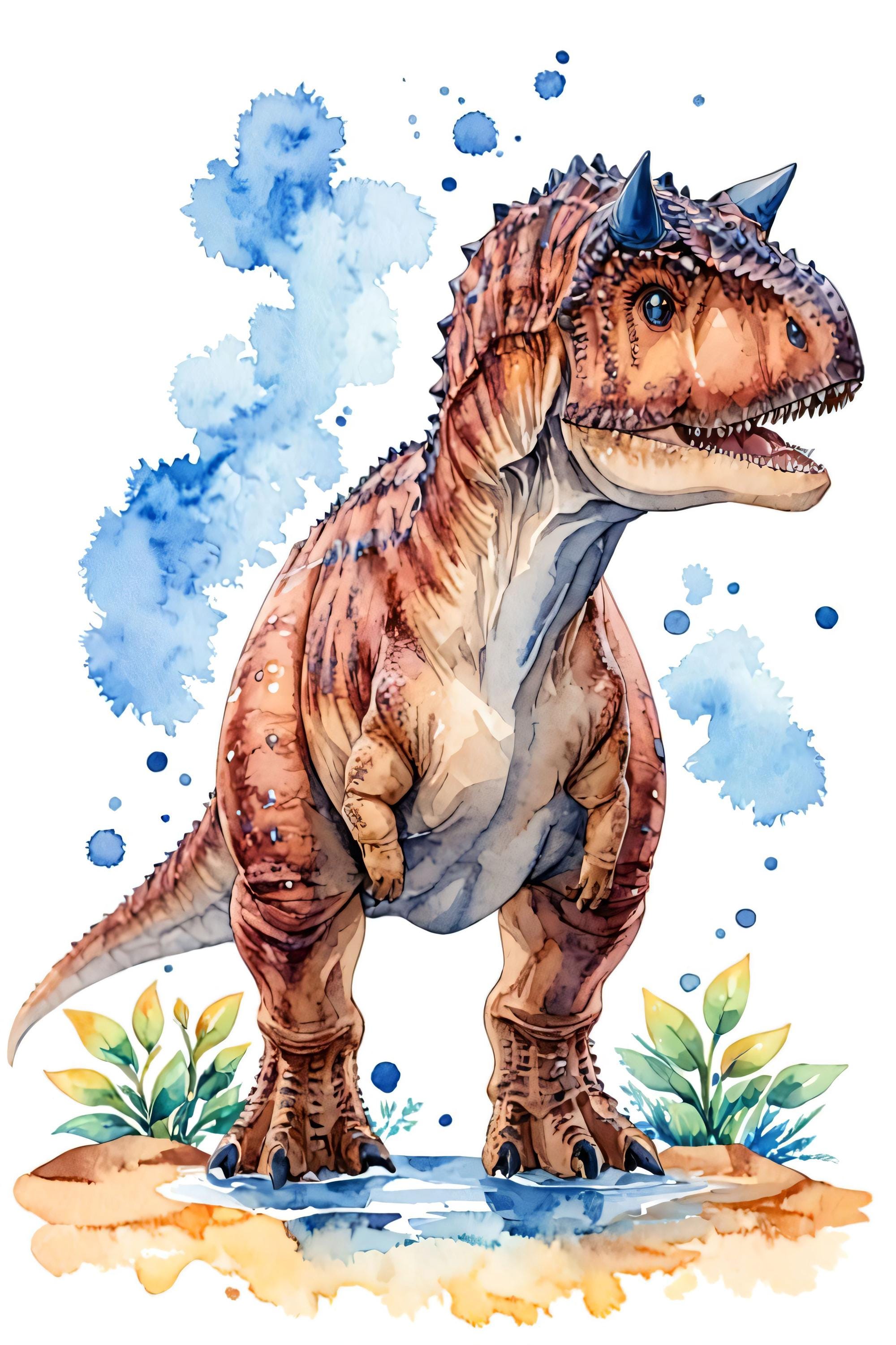 Carnotaurus Dinosaur Watercolor Painting Wall Art Digital Print - Etsy