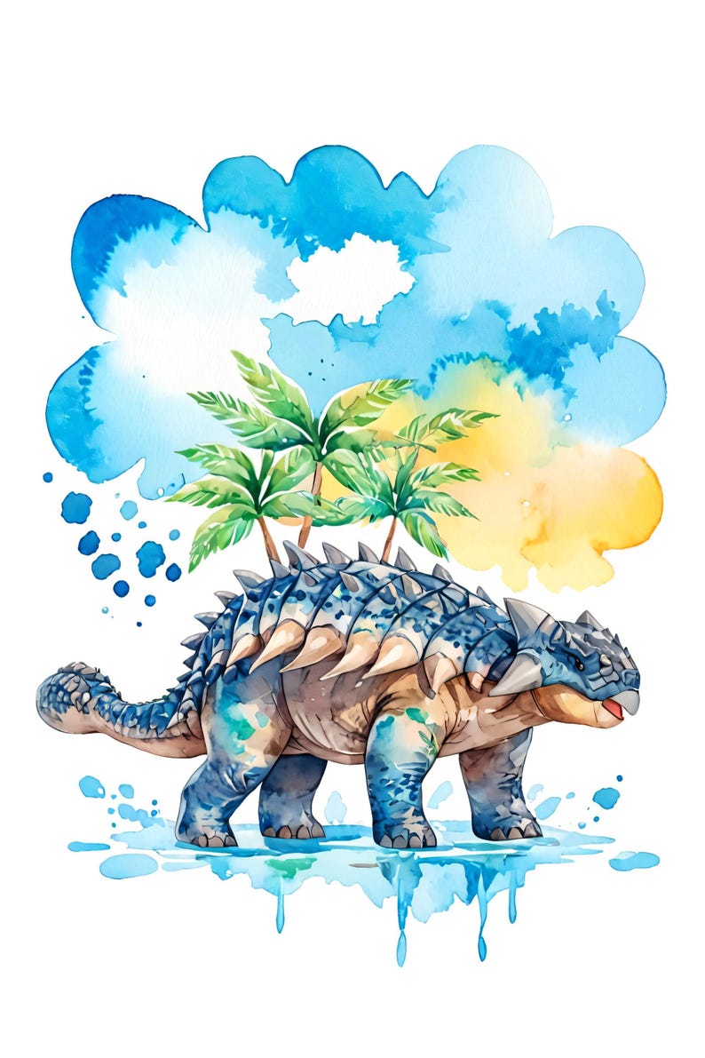 Ankylosaurus Dinosaur Watercolor Painting Wall Art Digital Print - Etsy