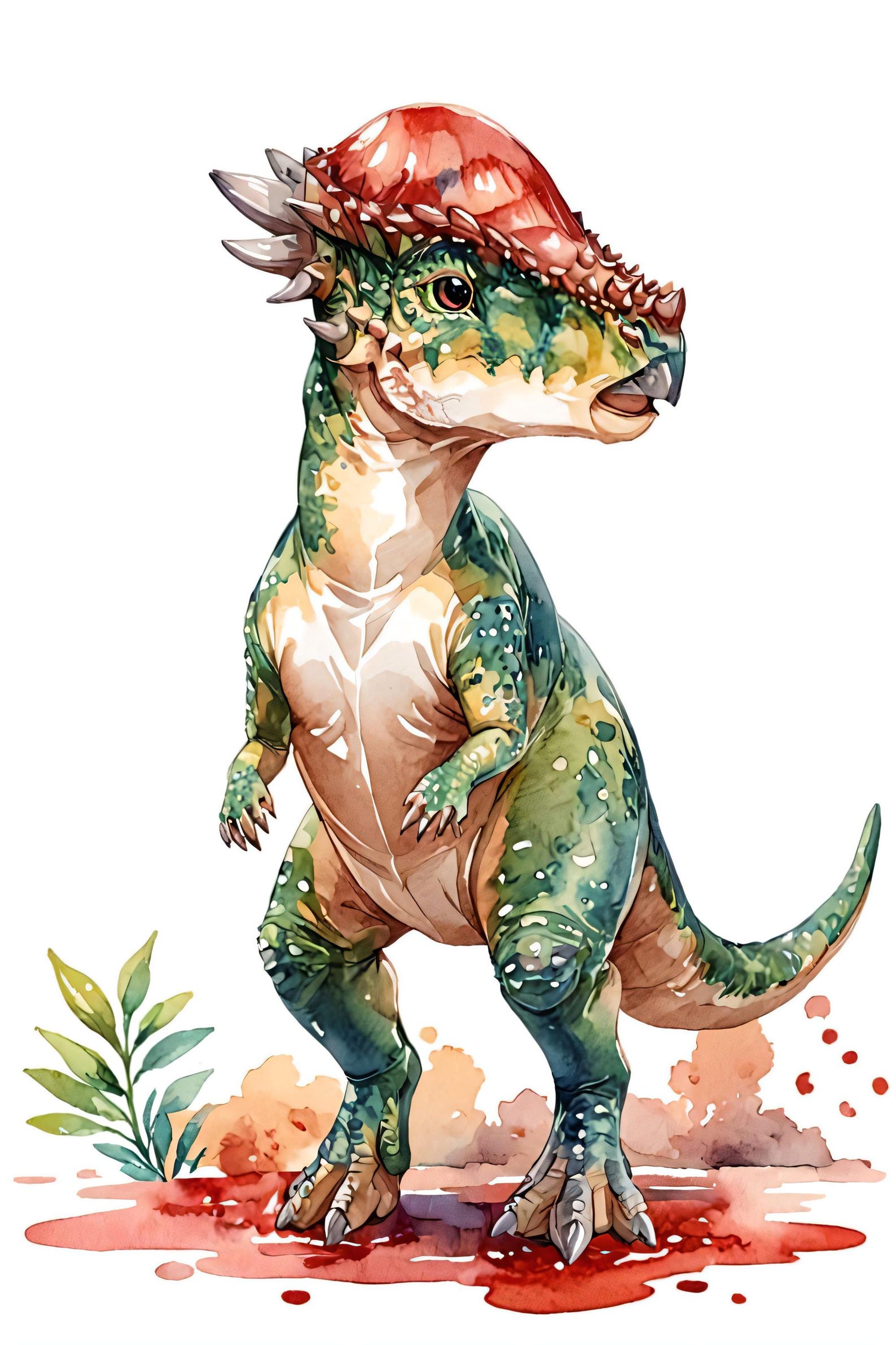 Pachycephalosaurus Dinosaur Watercolor Painting Wall Art Digital Print ...