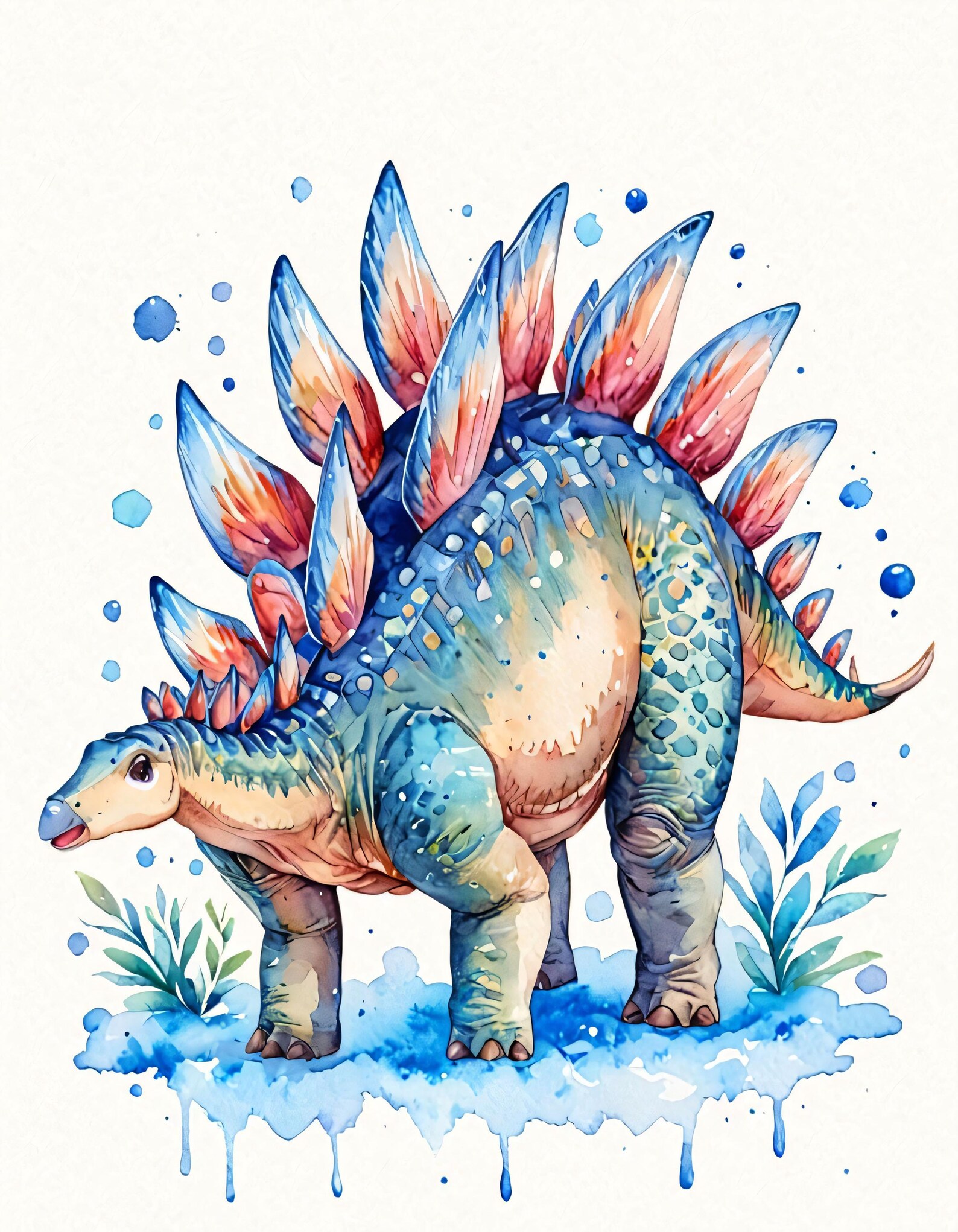 Stegosaurus Dinosaur Watercolor Painting Wall Art Digital Print - Etsy