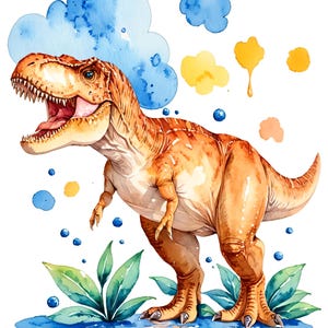 Tyrannosaurus Rex T-rex Dinosaur Watercolor Painting Wall Art Digital ...