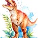 Tyrannosaurus Rex T-rex Dinosaur Watercolor Painting Wall Art Digital ...