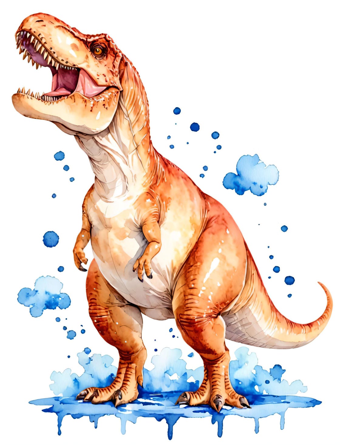Tyrannosaurus Rex T-rex Dinosaur Watercolor Painting Wall Art Digital ...