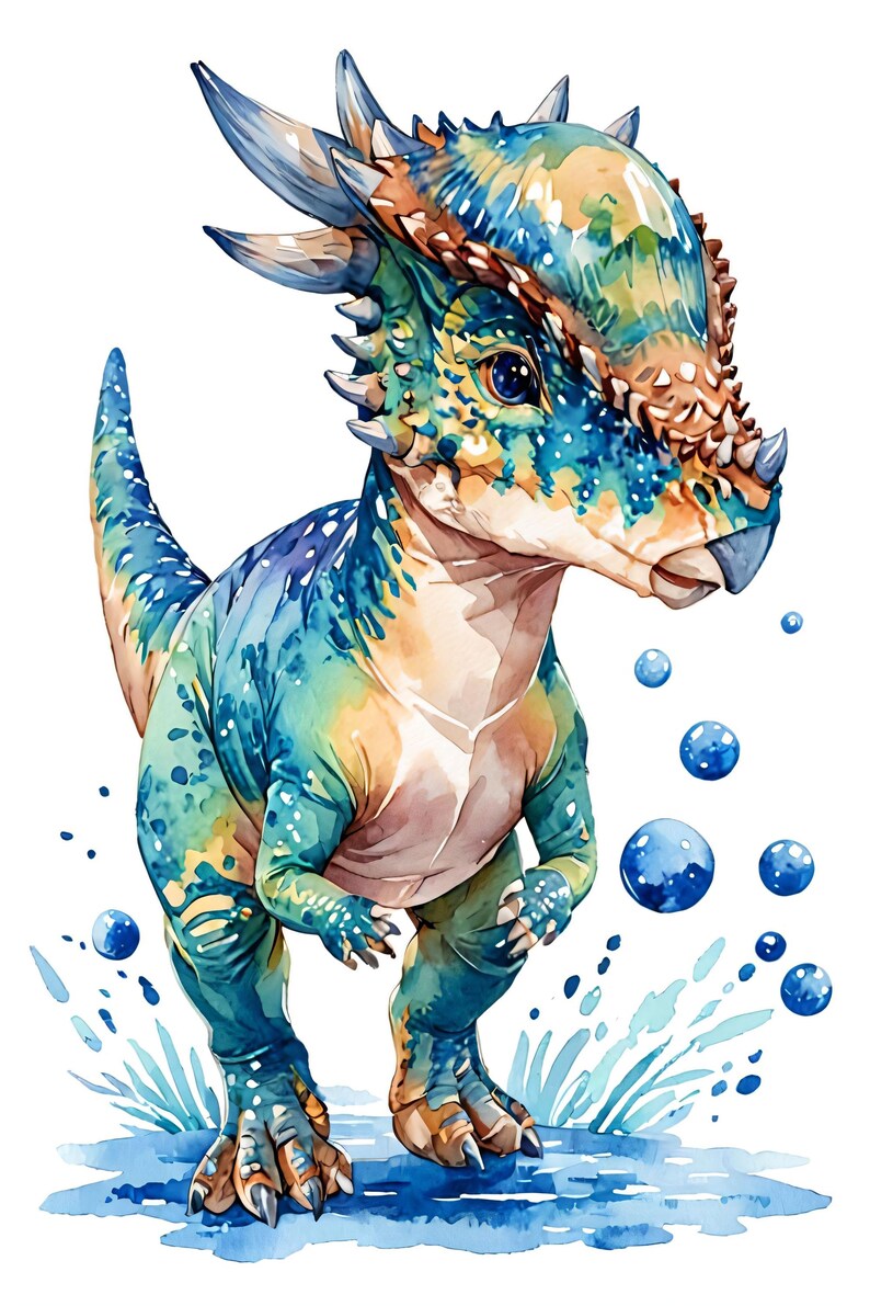 Pachycephalosaurus Dinosaur Watercolor Painting Wall Art Digital Print ...
