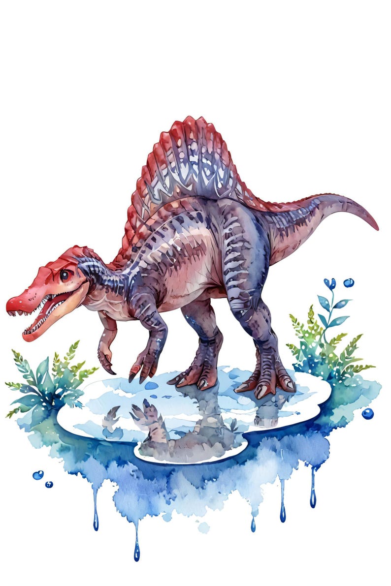 Spinosaurus Dinosaur Watercolor Painting Wall Art Digital Print - Etsy