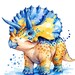 Triceratops Dinosaur Watercolor Painting Wall Art Digital Print - Etsy
