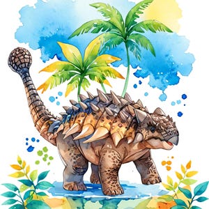 Ankylosaurus Dinosaur Watercolor Painting Wall Art Digital Print - Etsy