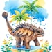 Ankylosaurus Dinosaur Watercolor Painting Wall Art Digital Print - Etsy