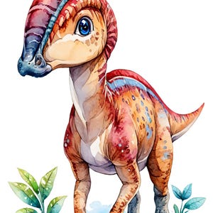 Parasaurolophus Dinosaur Watercolor Painting Wall Art Digital Print - Etsy