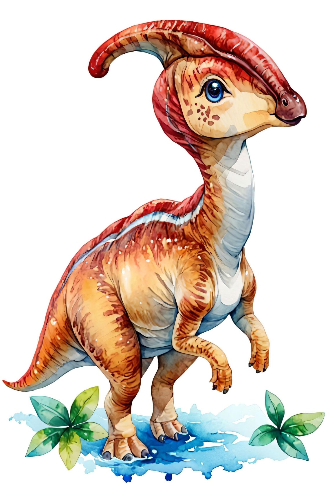 Parasaurolophus Dinosaur Watercolor Painting Wall Art Digital Print - Etsy