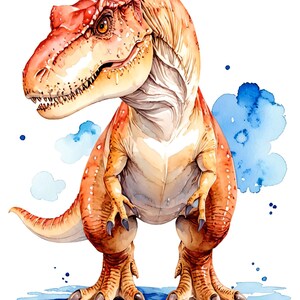 Tyrannosaurus Rex T-rex Dinosaur Watercolor Painting Wall Art Digital ...