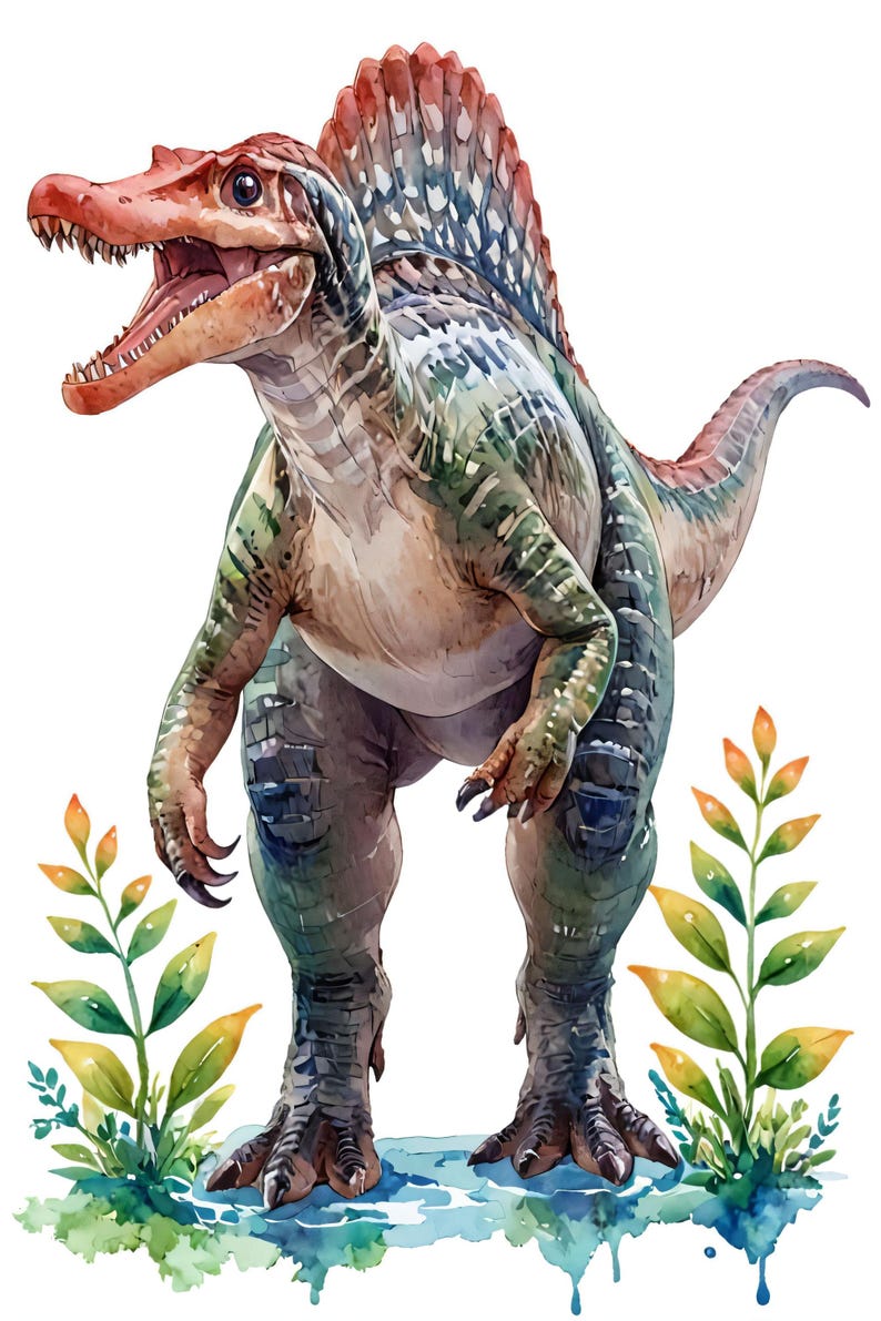 Spinosaurus Dinosaur Watercolor Painting Wall Art Digital Print - Etsy