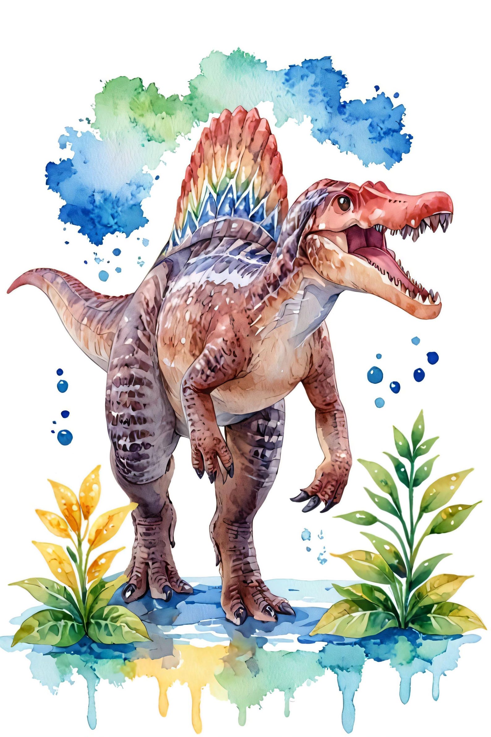 Spinosaurus Dinosaur Watercolor Painting Wall Art Digital Print - Etsy