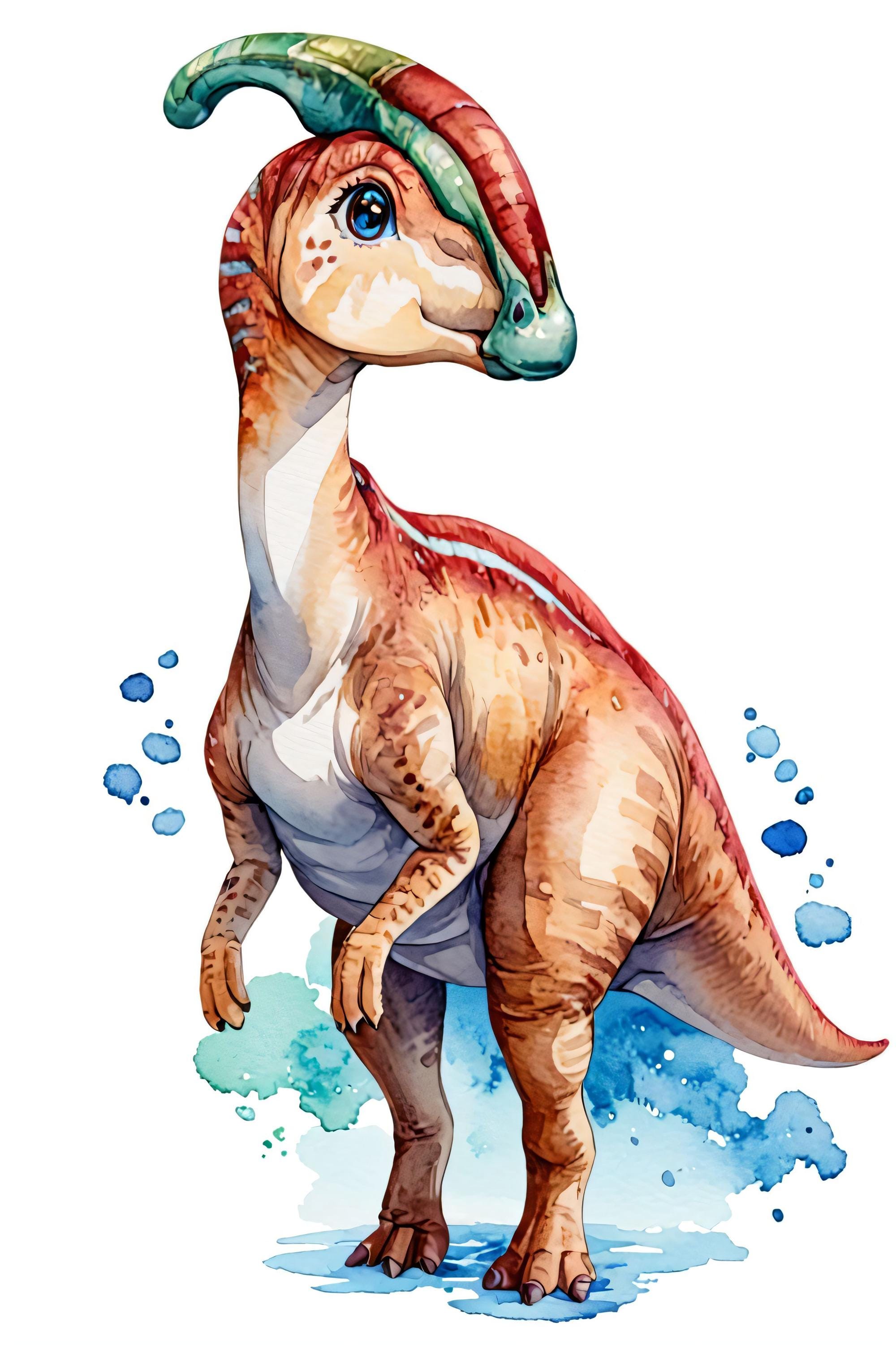 Parasaurolophus Dinosaur Watercolor Painting Wall Art Digital Print - Etsy