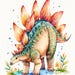 Stegosaurus Dinosaur Watercolor Painting Wall Art Digital Print - Etsy