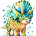 Triceratops Dinosaur Watercolor Painting Wall Art Digital Print - Etsy