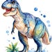 Tyrannosaurus Rex T-rex Dinosaur Watercolor Painting Wall Art Digital ...