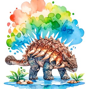 Ankylosaurus Dinosaur Watercolor Painting Wall Art Digital Print - Etsy