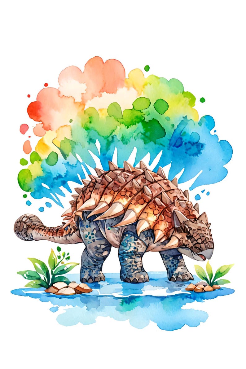 Ankylosaurus Dinosaur Watercolor Painting Wall Art Digital Print - Etsy