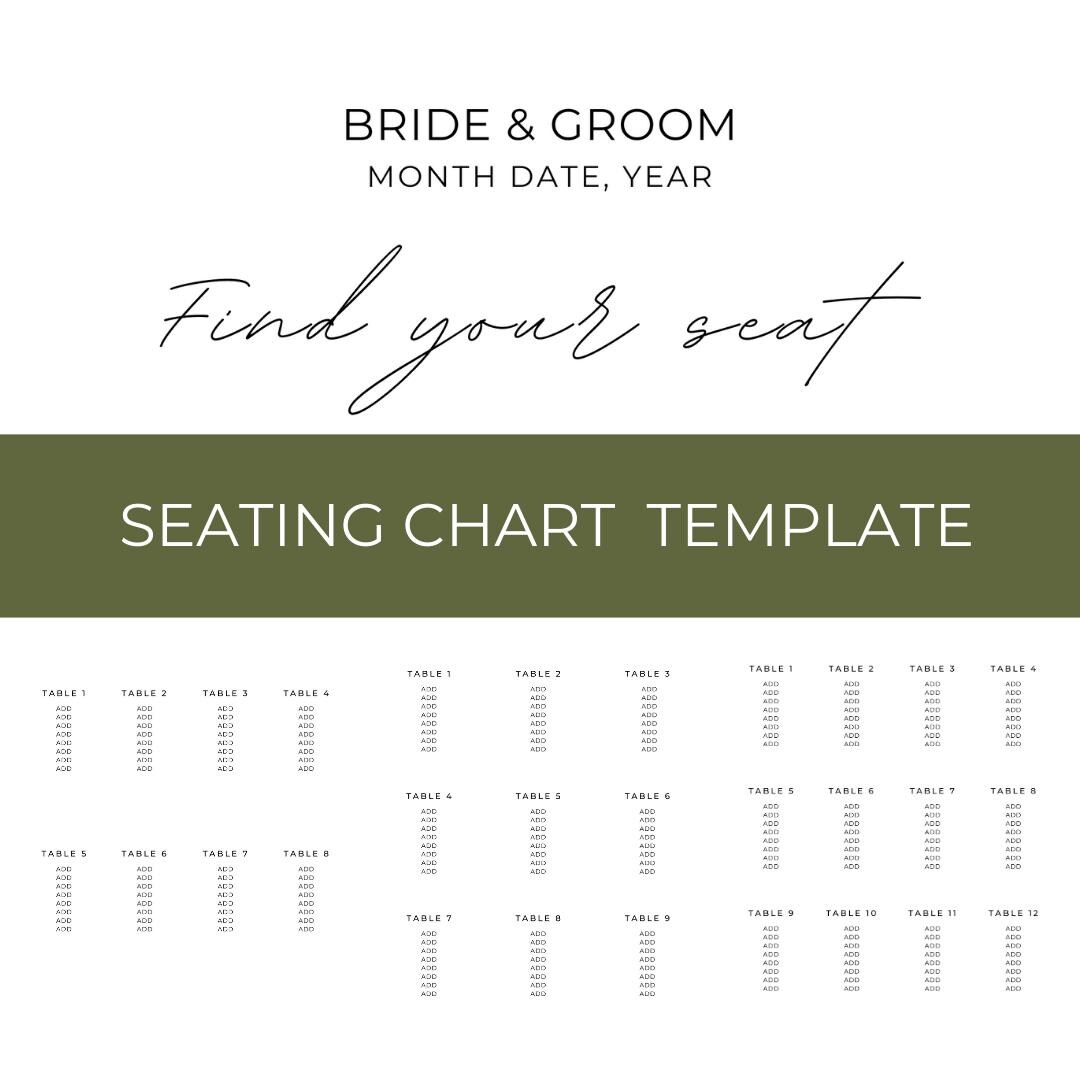 Seating Chart Template - Two Poster Sizes - Etsy