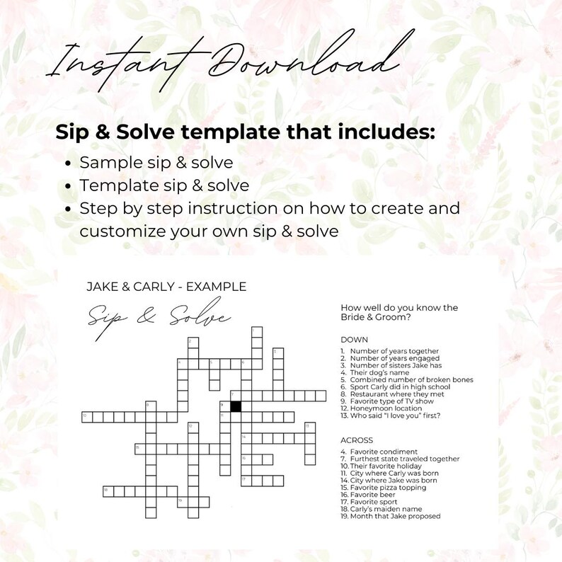 Sip and Solve Template With Detailed Instructions - Etsy