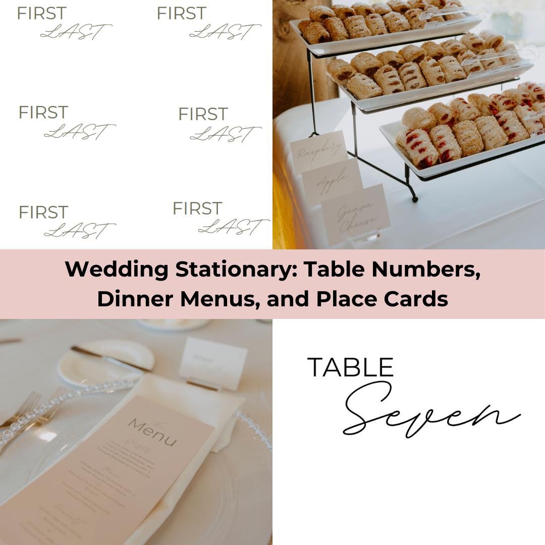 Wedding Stationary TEMPLATE (table Numbers, Dinner Menus, and Place ...