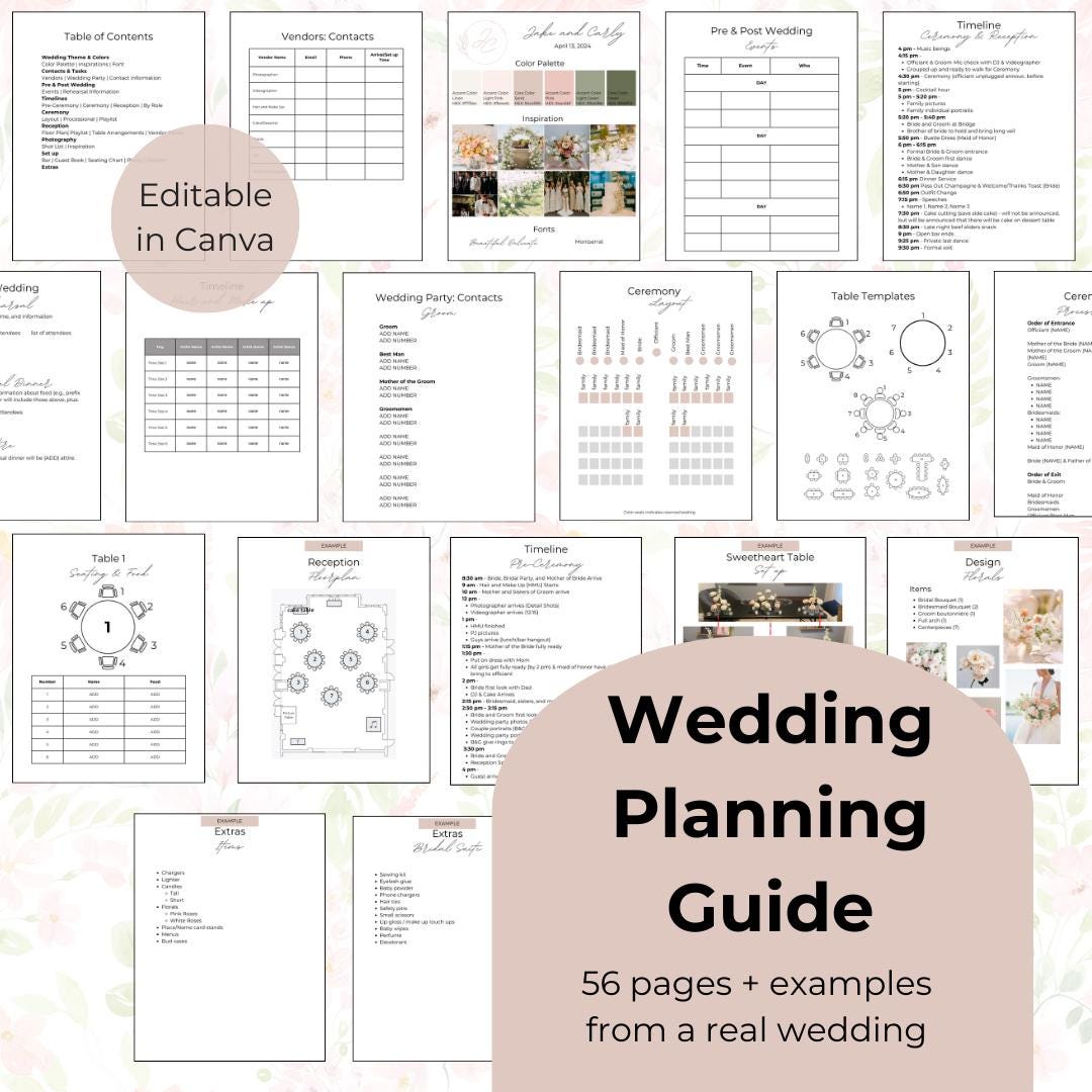 Customizable Wedding Planner Template/binder With Examples. - Etsy