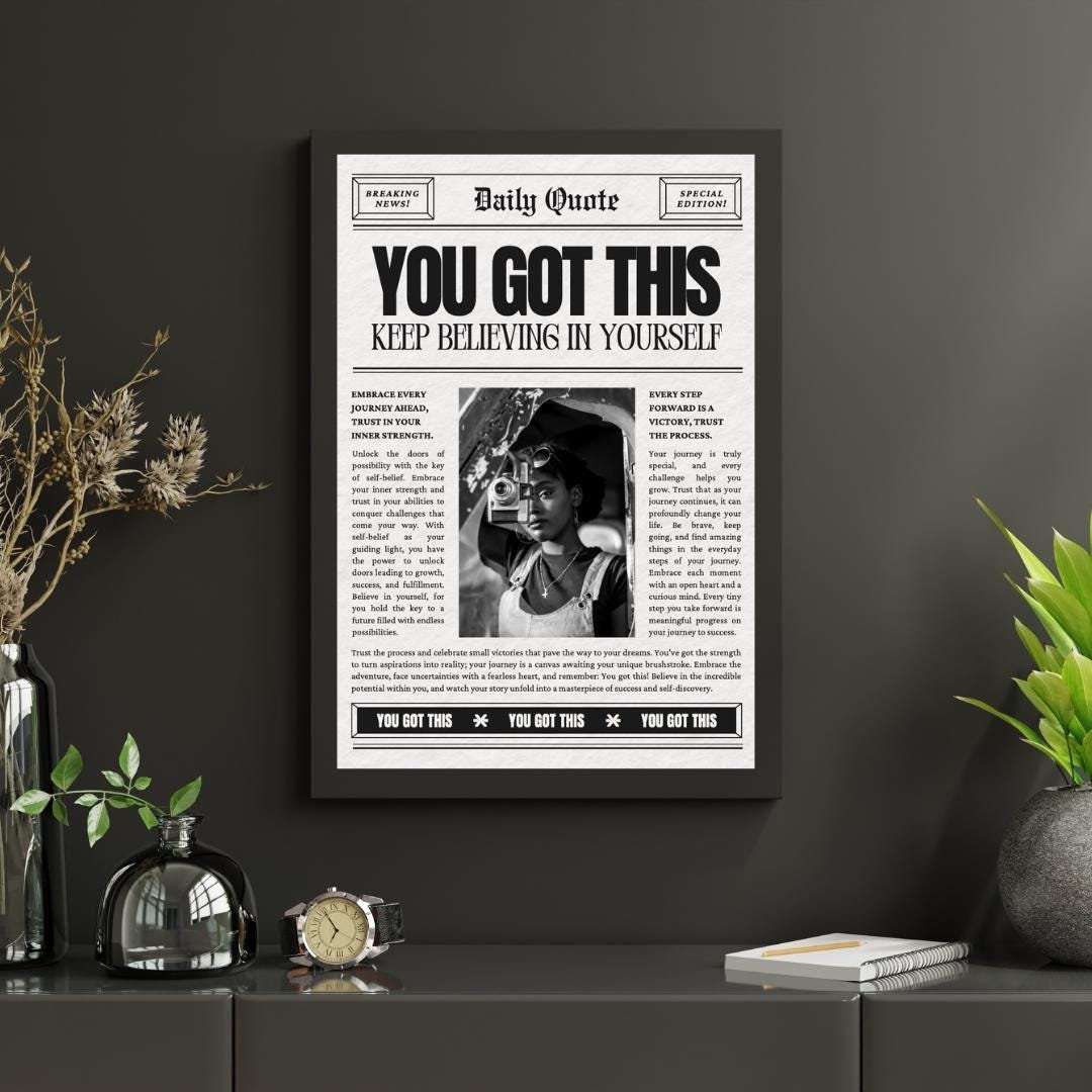 Newspaper Poster, Newspaper Wall Art, Newspaper Motivational Wall Art ...