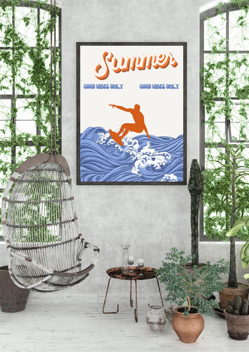 Surfers at Beach Print, Surfing Poster, Surfing Summer Poster, Summer ...