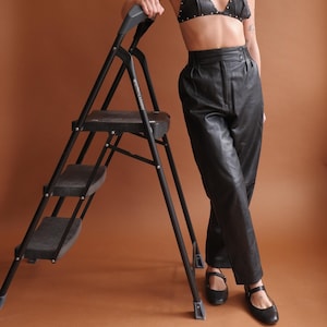 80s Black Leather Pants Women, Vintage Baggy Pants Women 80s Black Leather Pants Women, Vintage Baggy Pants Women