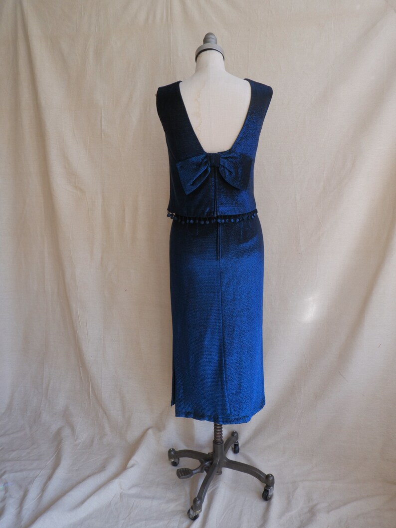 Vintage 60s Blue Metallic Two Piece Set With Disc Fringe/ - Etsy