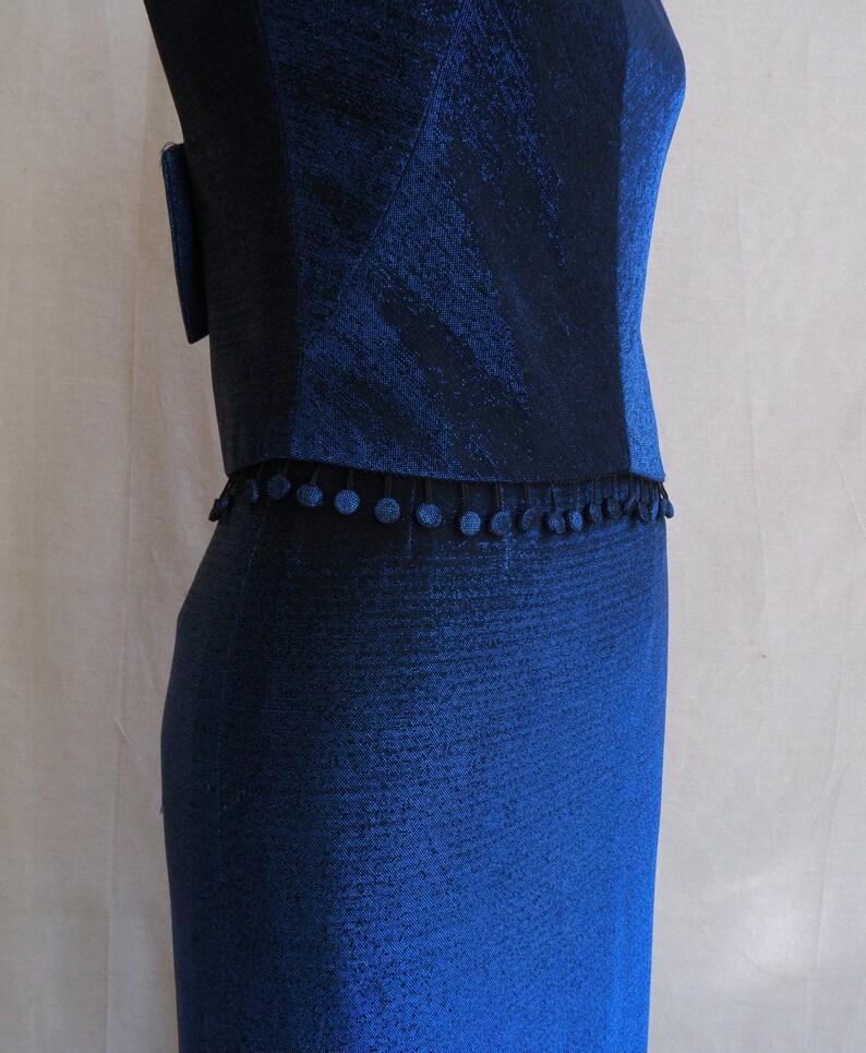 Vintage 60s Blue Metallic Two Piece Set With Disc Fringe/ - Etsy
