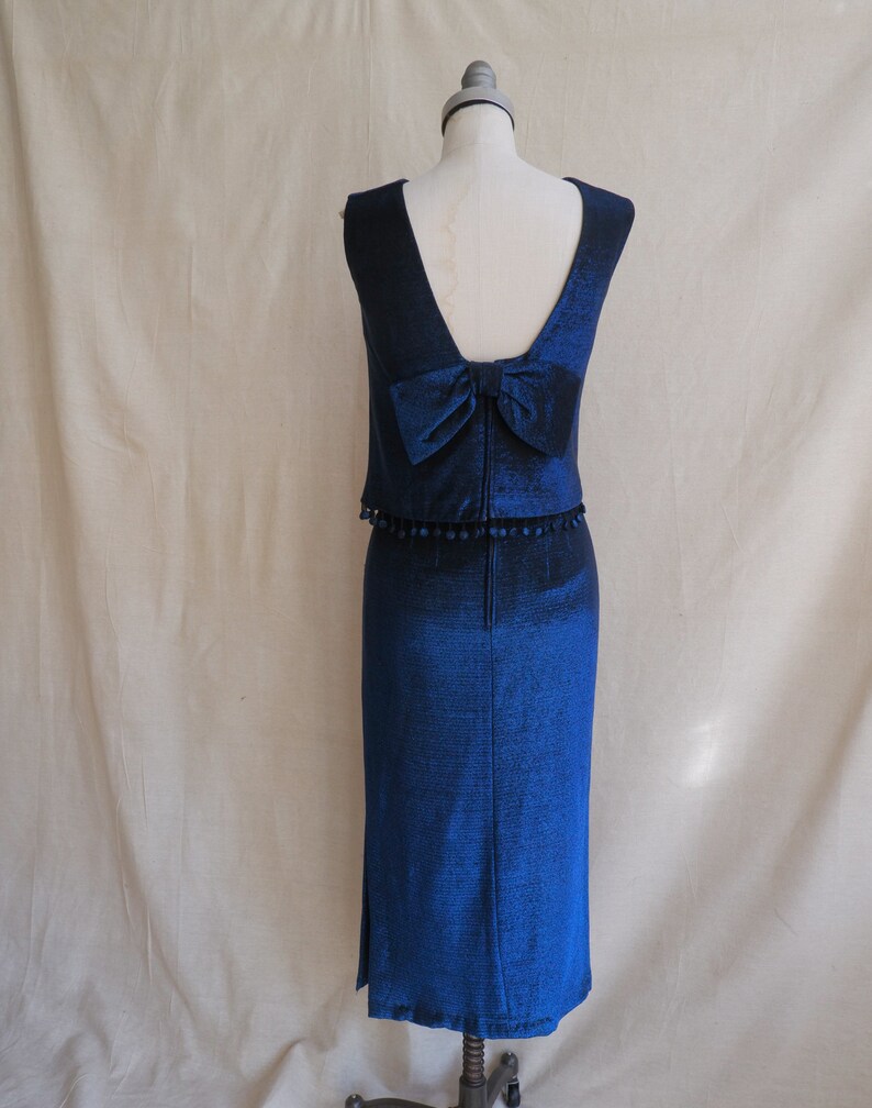 Vintage 60s Blue Metallic Two Piece Set With Disc Fringe/ - Etsy