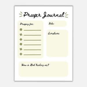 Prayer Journal Printable Template Sheet | Gratitude | Daily Prayer Plan ...