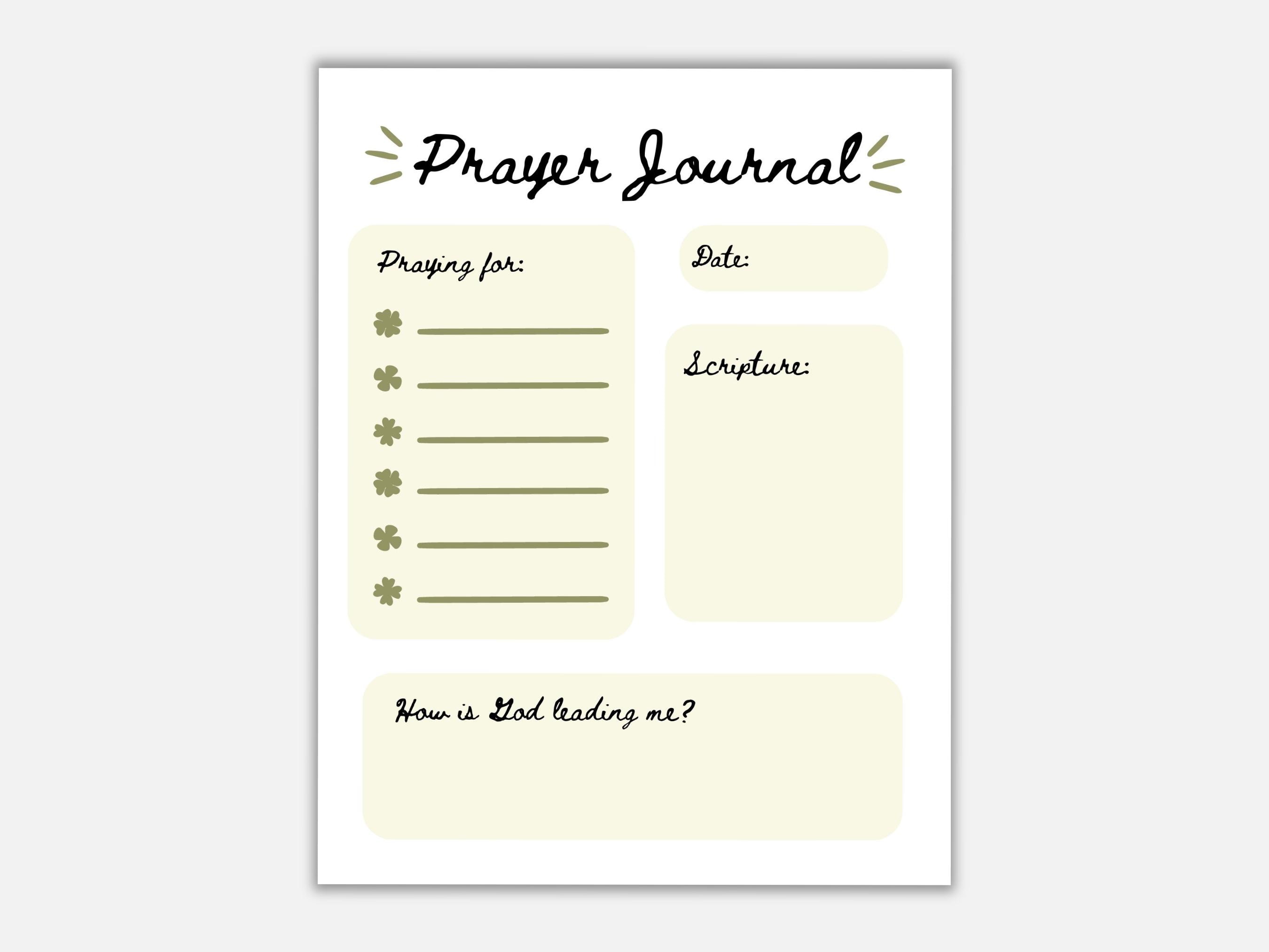 Prayer Journal Printable Template Sheet | Gratitude | Daily Prayer Plan ...