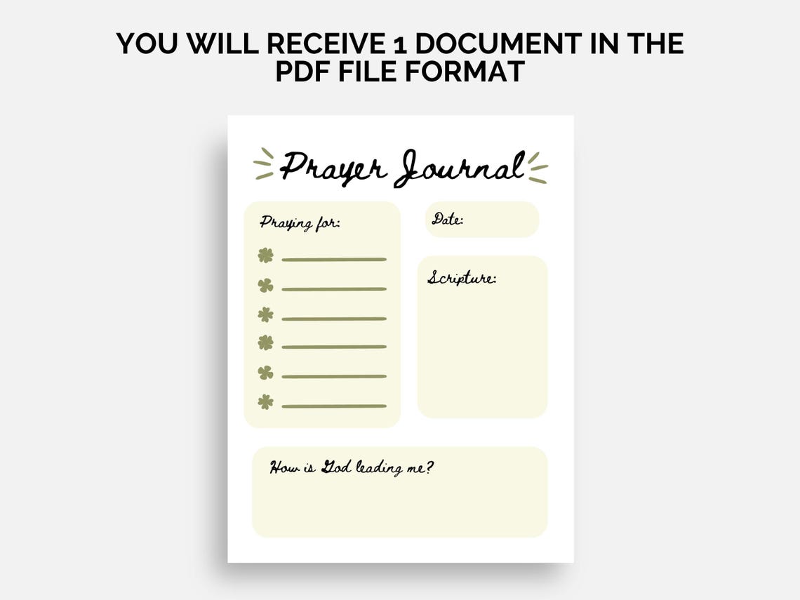 Prayer Journal Printable Template Sheet | Gratitude | Daily Prayer Plan ...