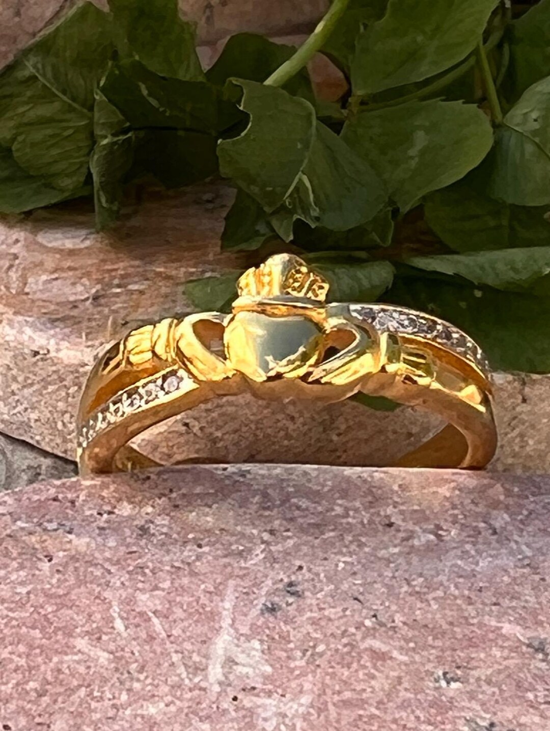 Sterling Silver and 14 Ct Gold Coating Crossover Claddagh Ring , From ...