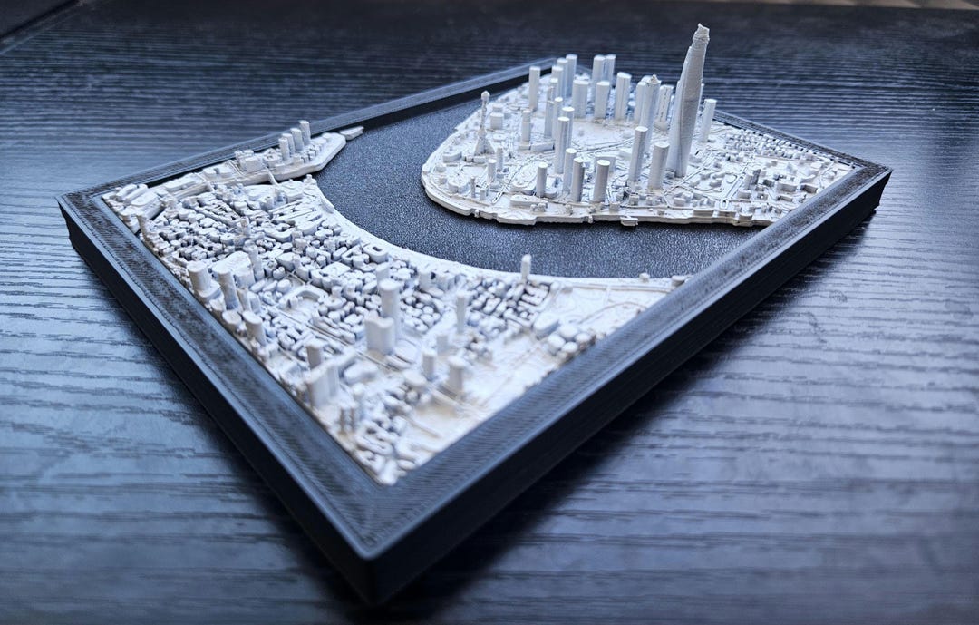 3D Printed Cityscape in Frame Iconic Cities in White PLA/PETG ...