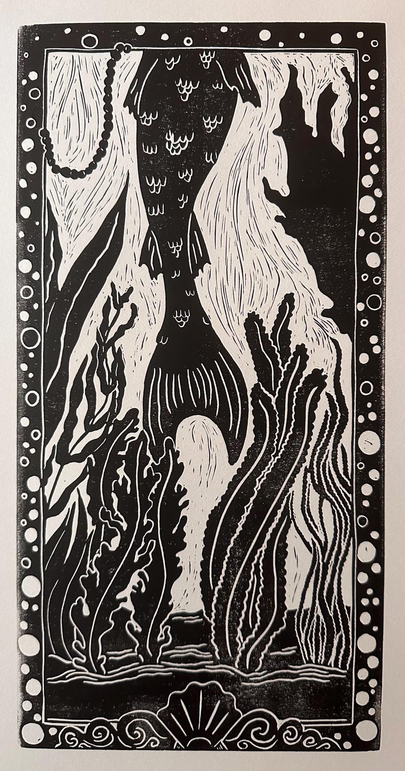 Seonaidh, Mermaid - Hand Pressed Art Print - Etsy