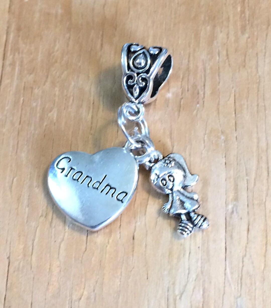 Grandma Granddaughter OR Grandson DANGLE Bead Charms for Pandora or ...