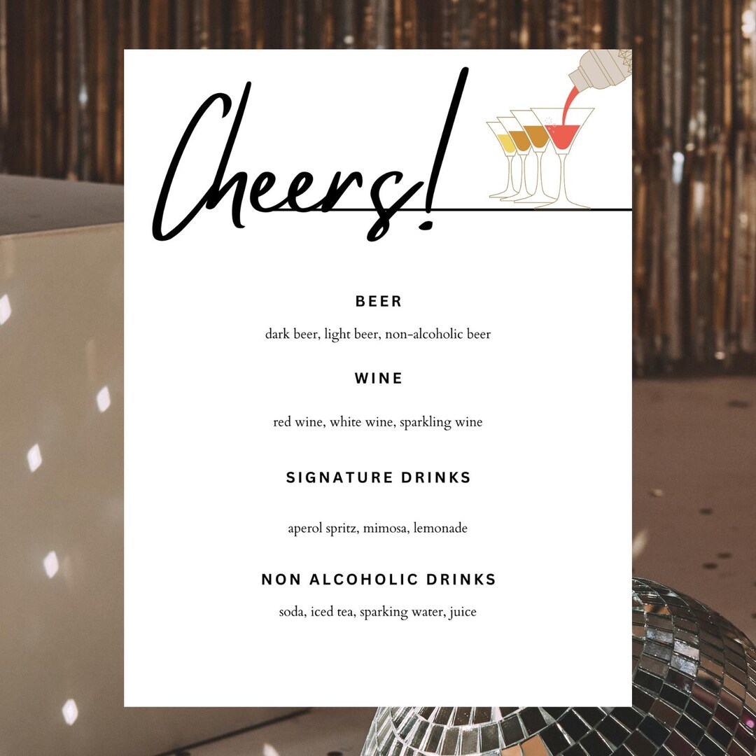 Editable Digital Bar Menu Template Customizable Cocktail Menu, Wedding ...
