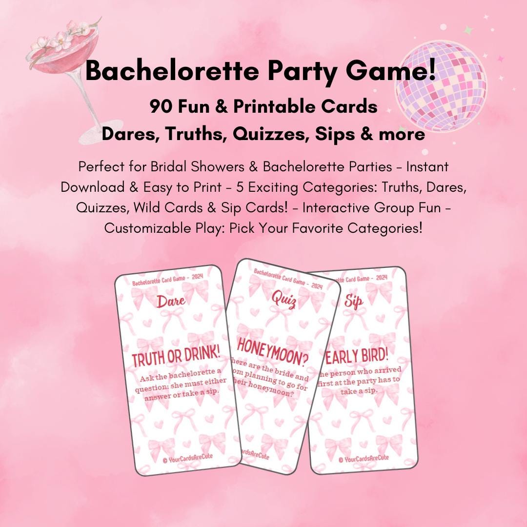 Bachelorette Party Card Game - Printable - Etsy