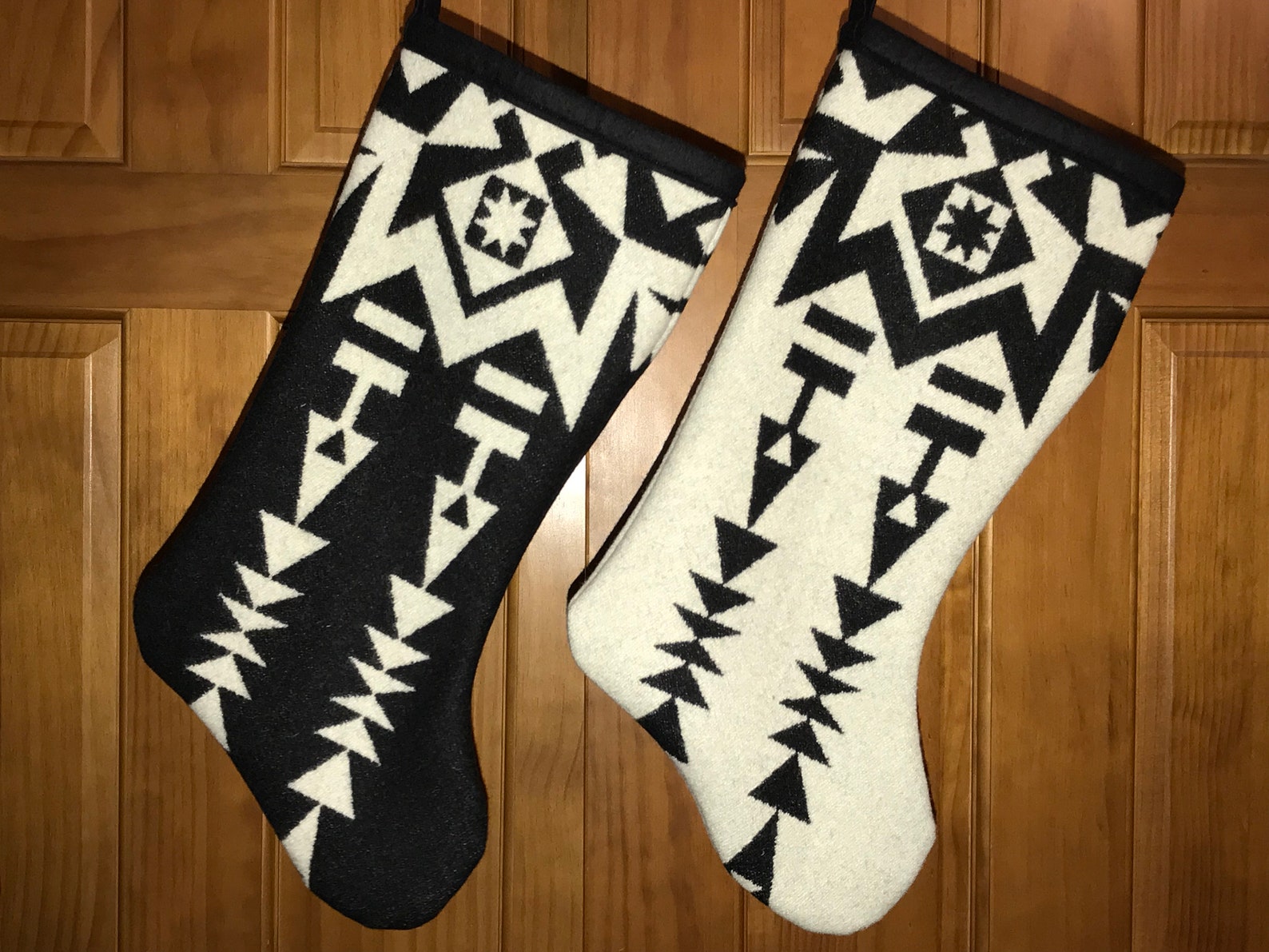 Christmas Stocking XL Black & White Condensed Arrows Tribal ...