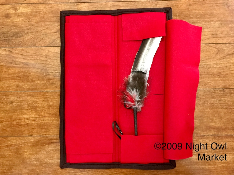 Feather Holder Wool / Feather Case Red Tuscon Southwestern | Etsy