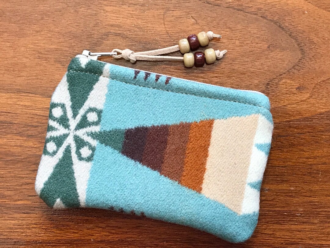 Wool Coin Purse / Gift Card Holder XL Aquamarine Tuscon (A ...
