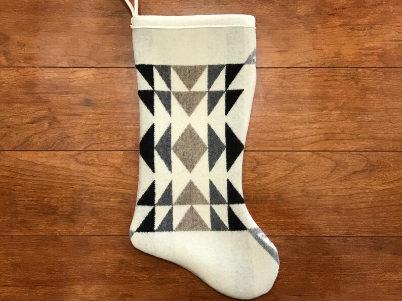 Christmas Stocking XL Diamond Ridge (A) Monochromatic Modern Geometric ...