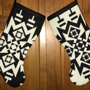 Christmas Stocking XL Black & White Condensed Tribal Southwestern ...