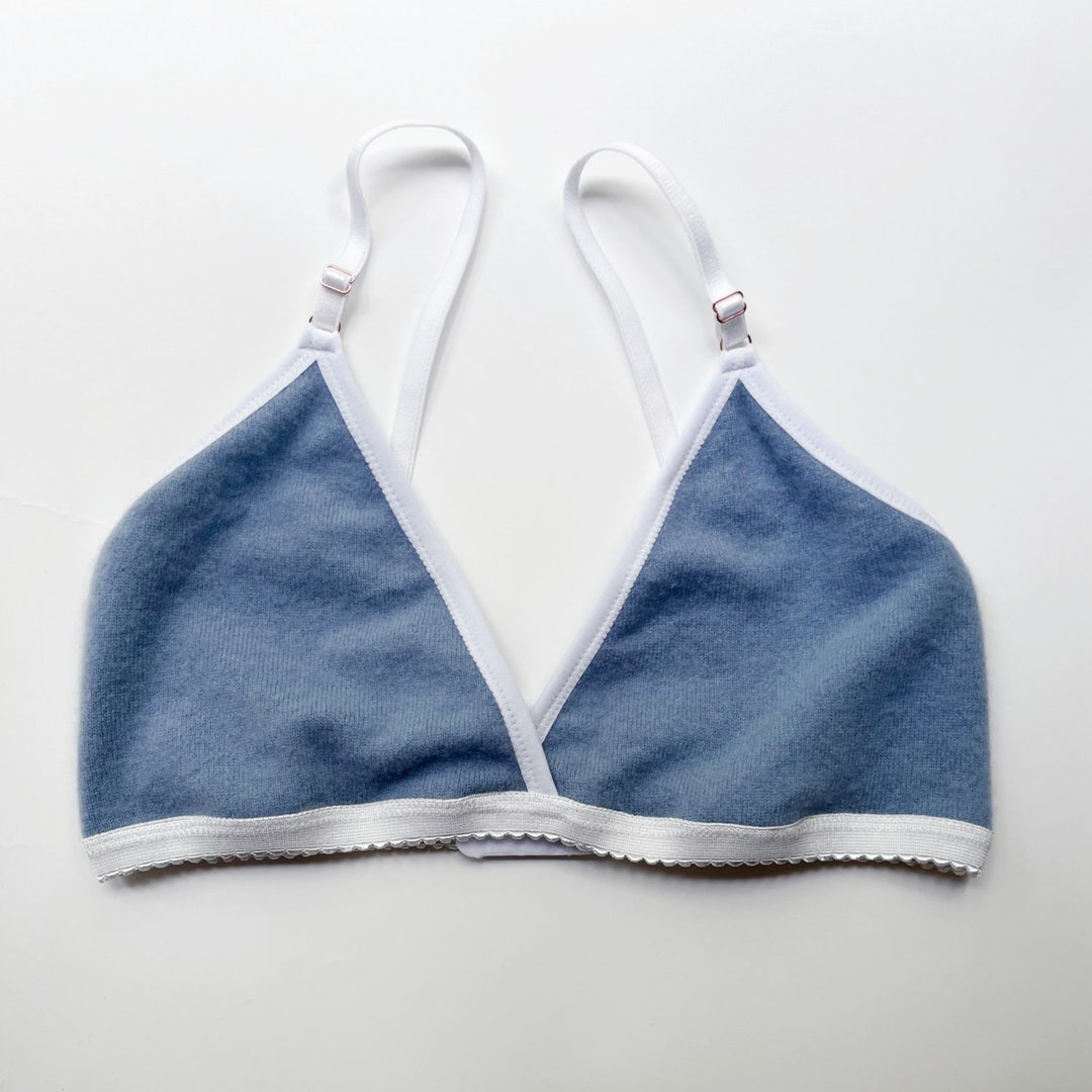 Blue Cashmere Bra Size Medium/large Ready to Ship Cashmere Lingerie ...