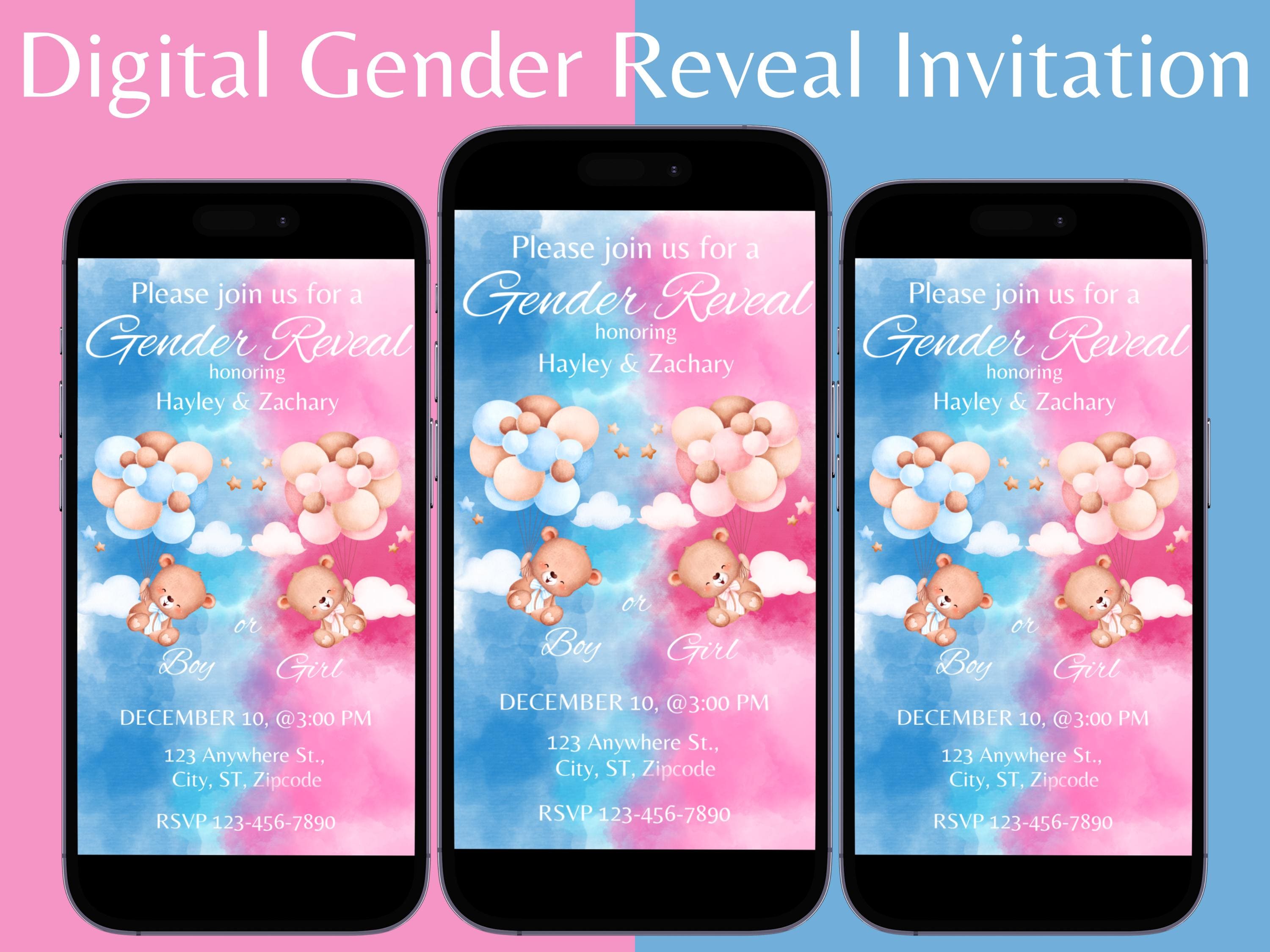 Digital Gender Reveal Invitation, Digital Gender Reveal, Digital Gender ...