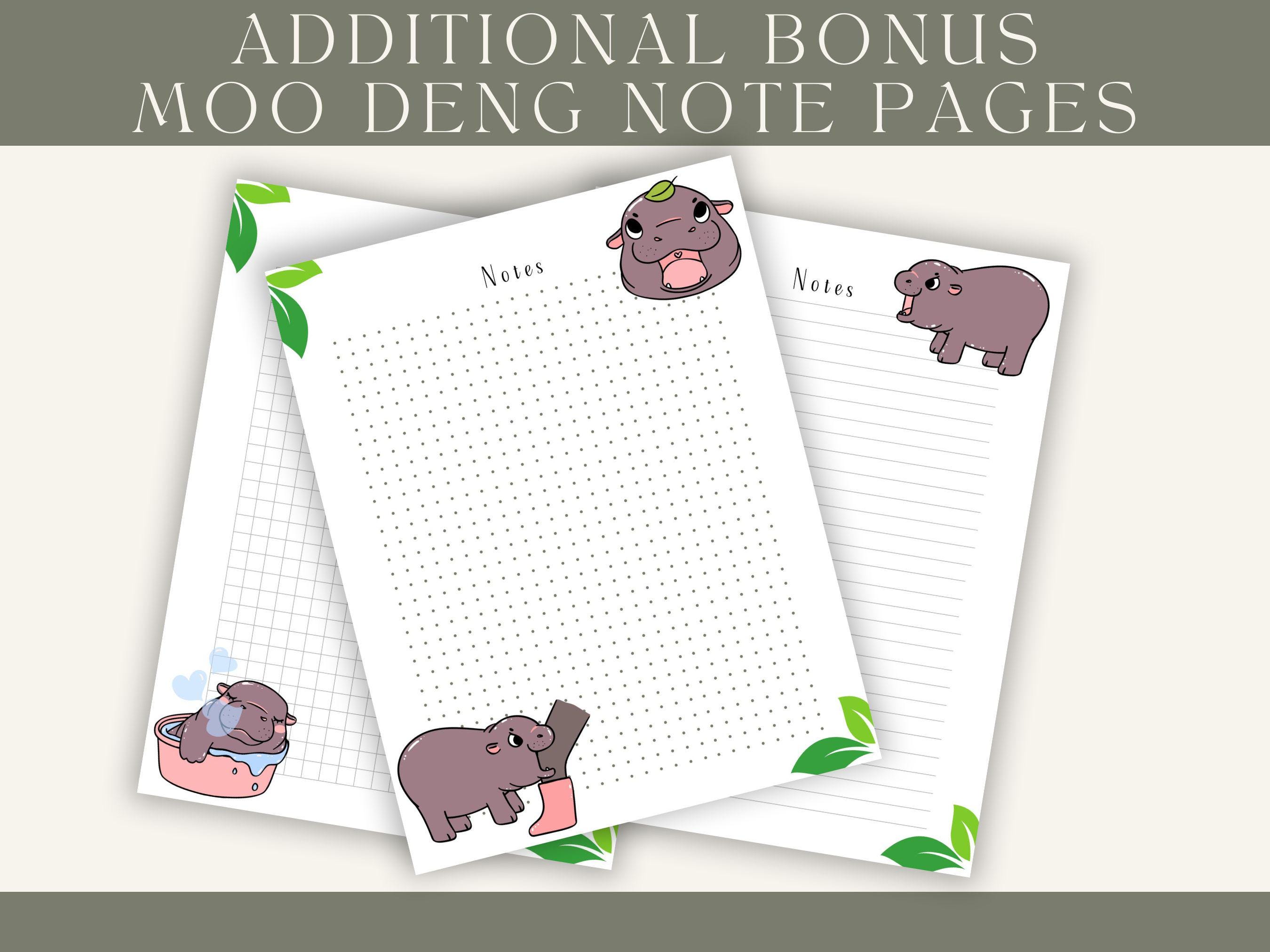 Moo Deng Habit Tracker Printable | Monthly Affirmation, Goals, & Notes ...